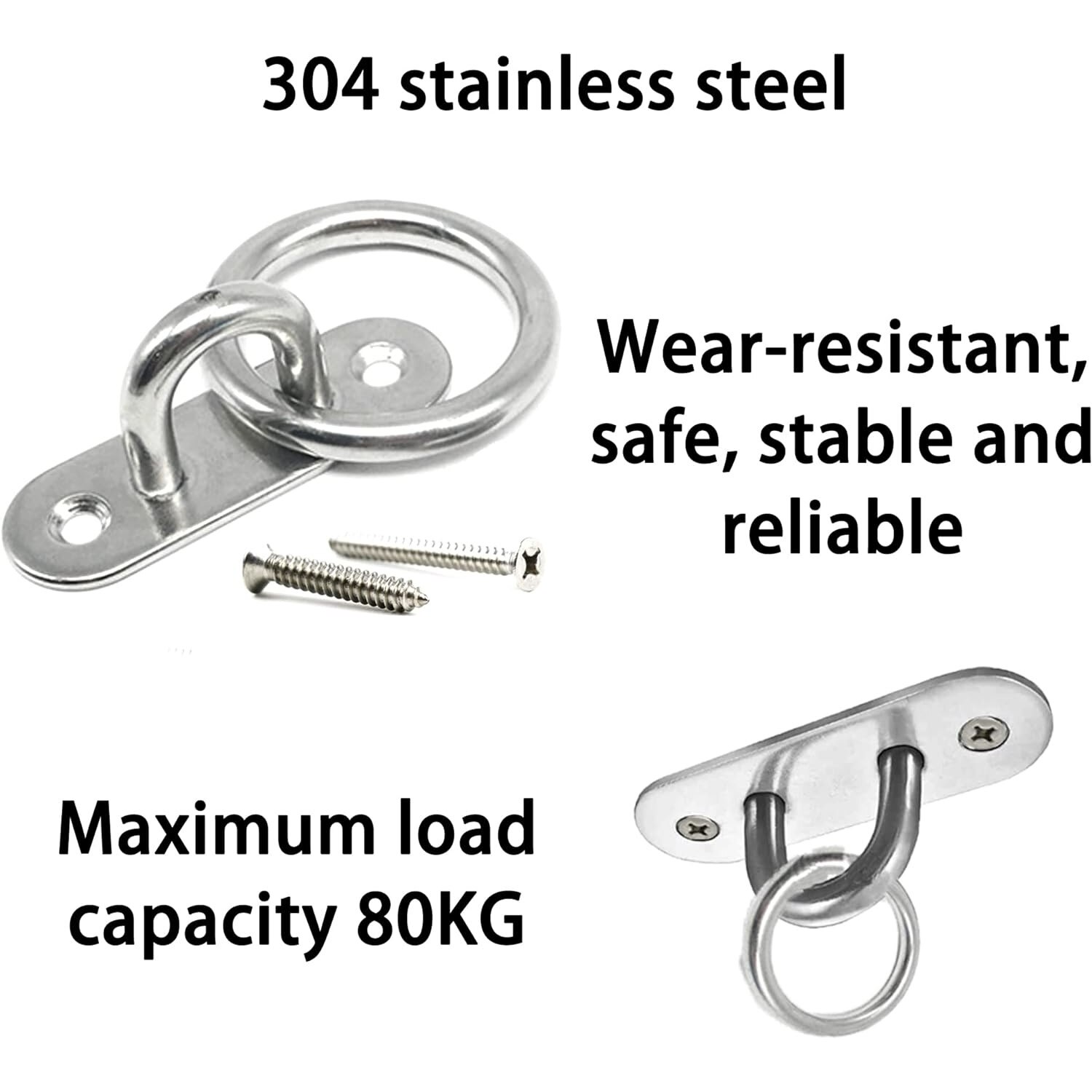 Set 2 carlige cu suruburi de fixare, Mmgoqqt, Inox, 63 g, Argintiu ...