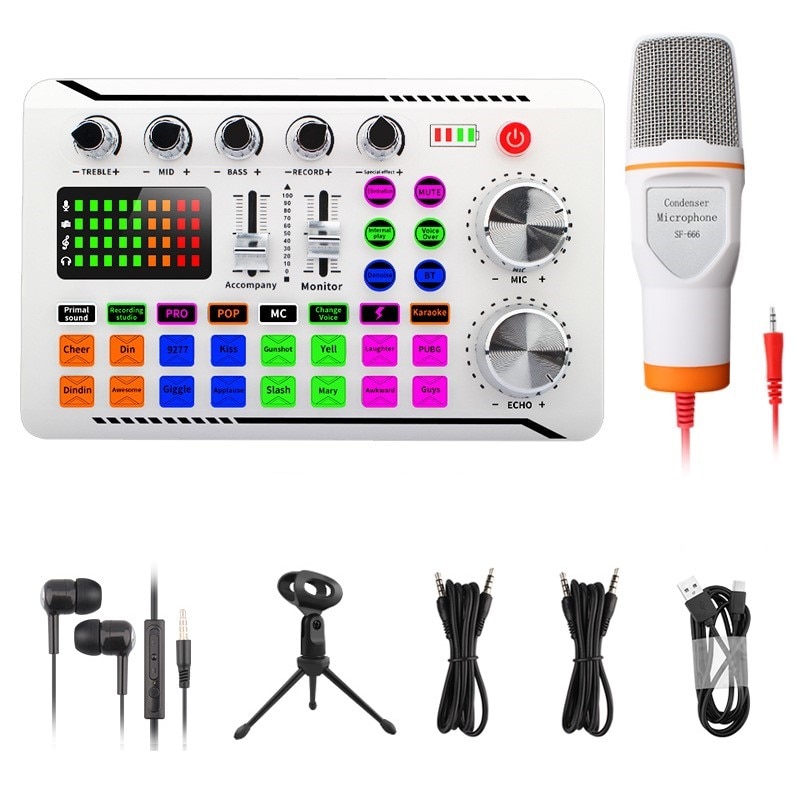 Set Microfon Profesional plus F998 Mixer, WALALLA, SF 666, cu trepied ...
