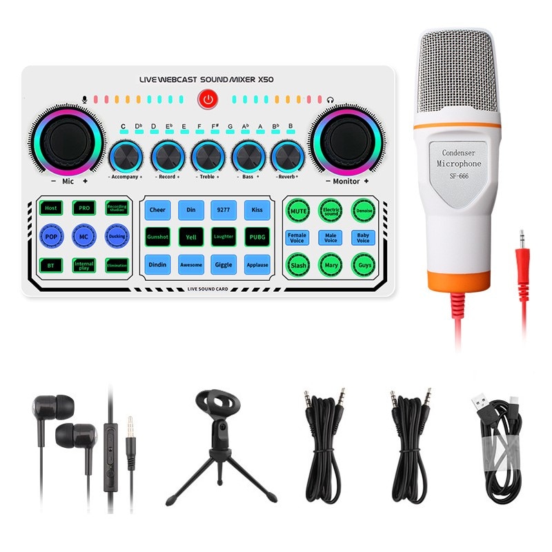 Set Microfon Profesional plus X50 Mixer, WALALLA, SF 666, cu trepied ...
