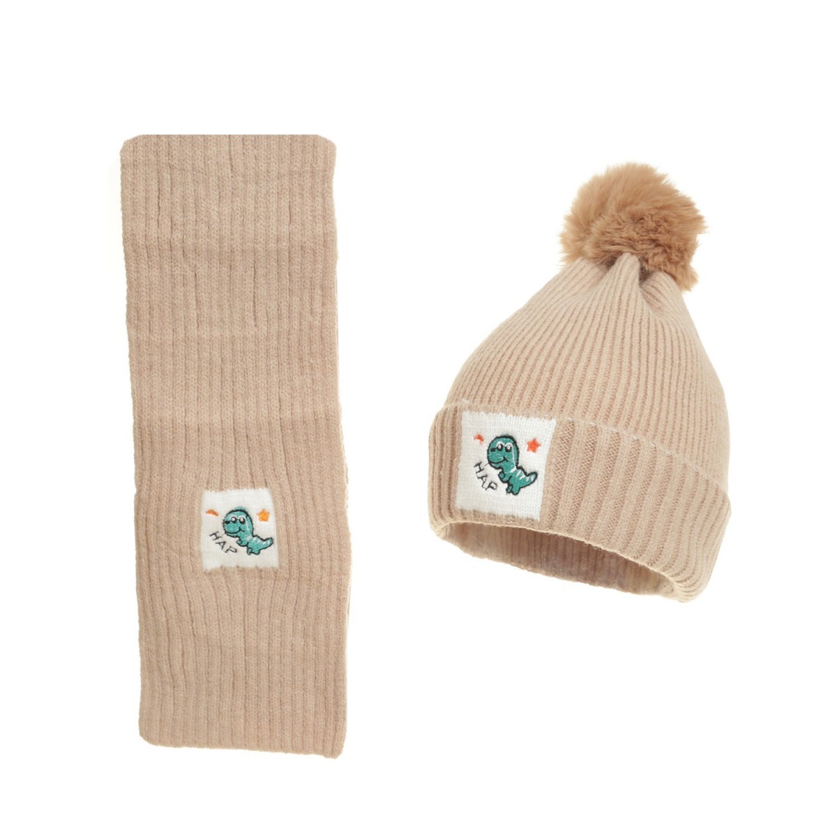 Set caciula si fular pentru copii, PAMI, CC-0523-107-3, One size, Bej ...