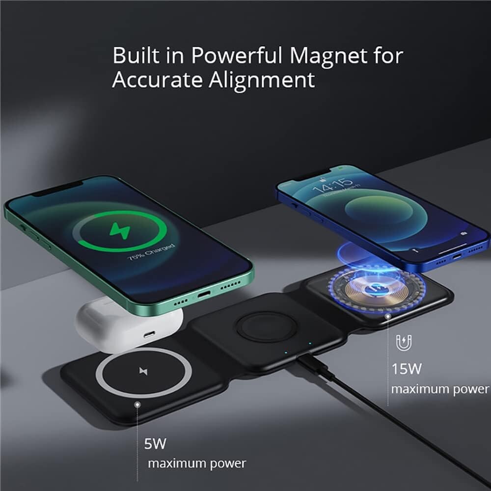 Incarcator Wireless 3 in 1, Fast Charge 15W, Pliabil, Gadgetry Statie ...