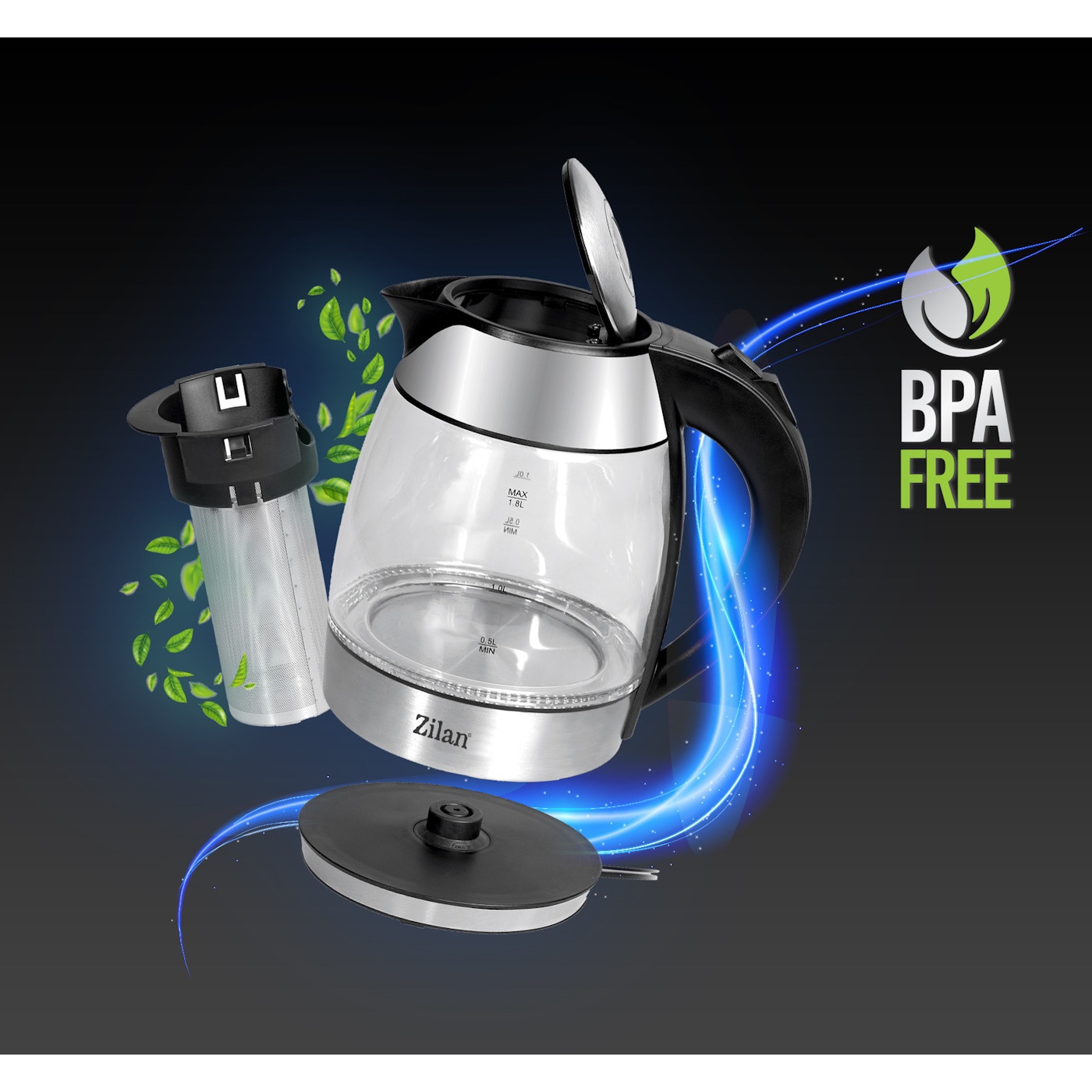 Fierbator de apa Zilan ZLN8948 cu filtru pentru ceai, capacitate 1.8 ...