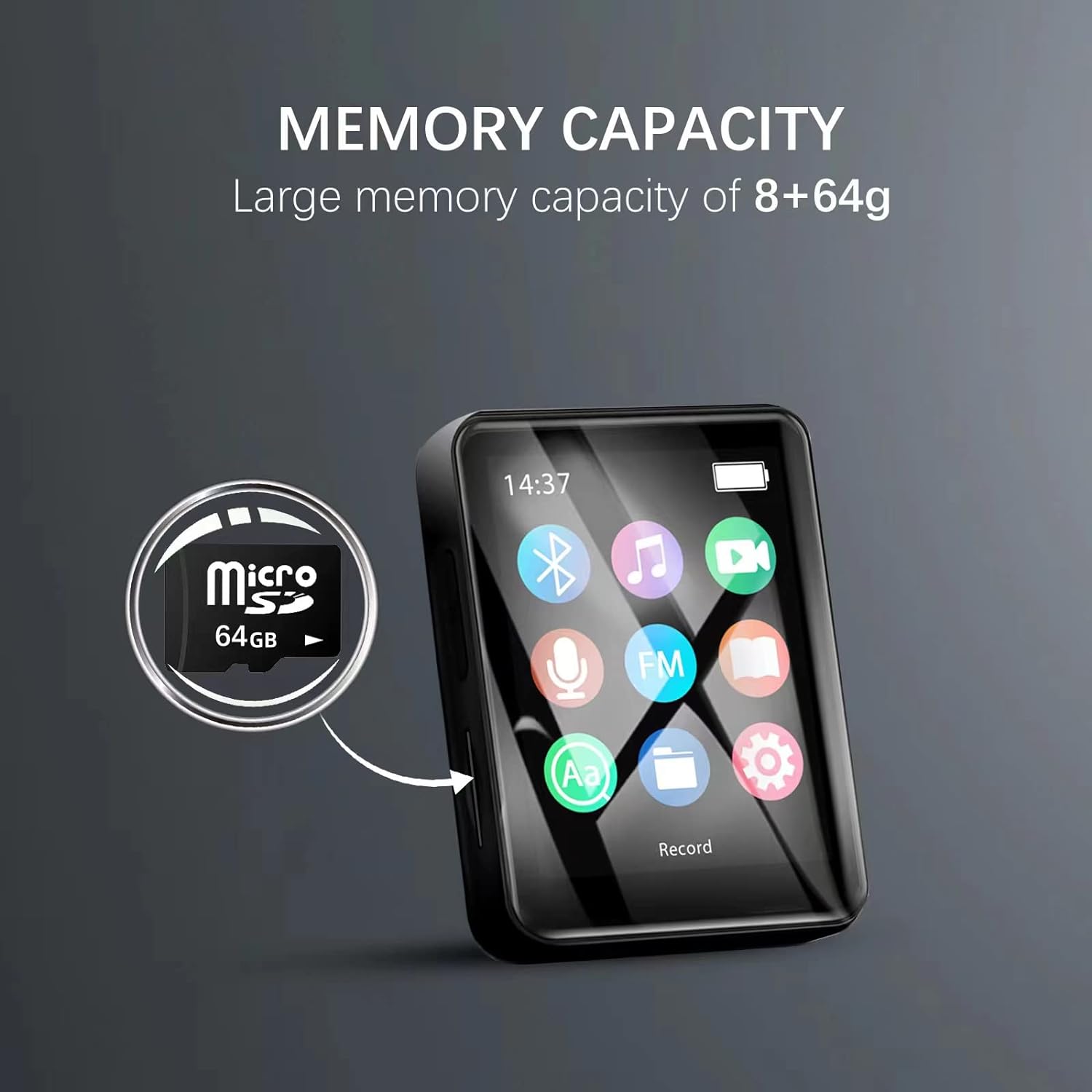 Player MP3, MOSMAOO®, Clip prindere, 64 GB suporta pana la 128 GB ...