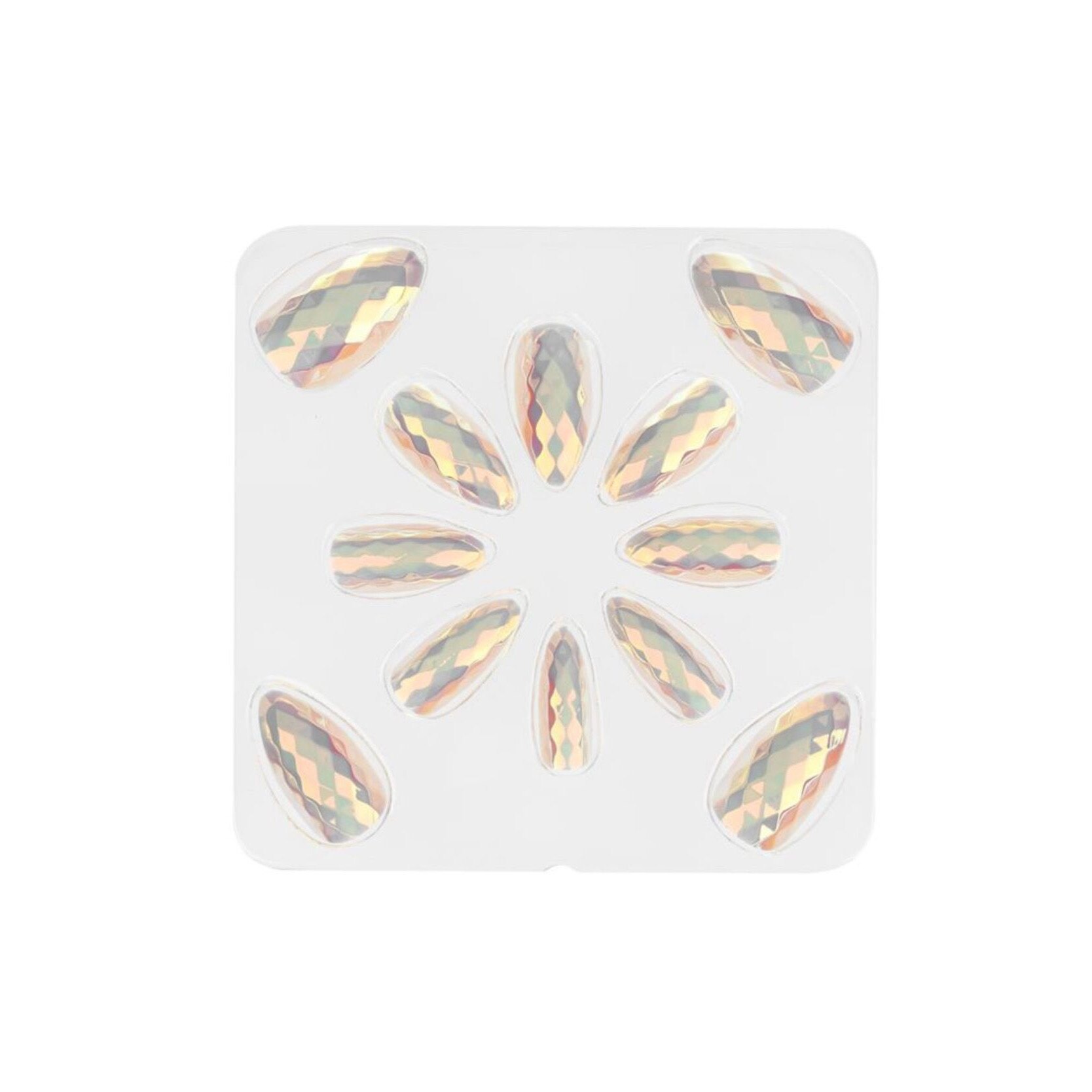 Set 12 Unghii false, tipsuri, cu adeziv, holografice diamant, almond ...