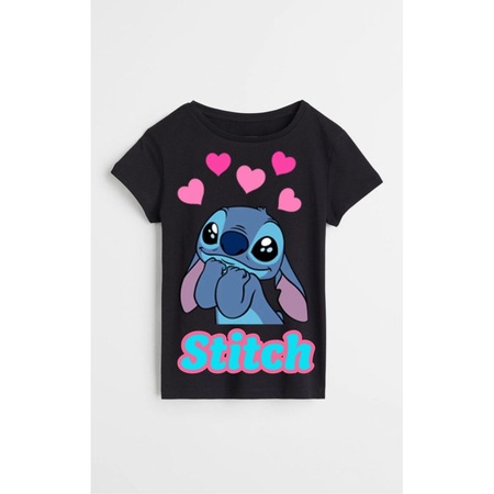 Tricou copii bumbac negru, varsta 10 ani, personalizat Stitch M2 - eMAG.ro