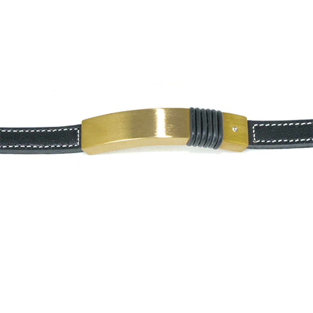 Bratara dama, Xenox, Piele naturala, 21cm, Negru/Auriu - eMAG.ro