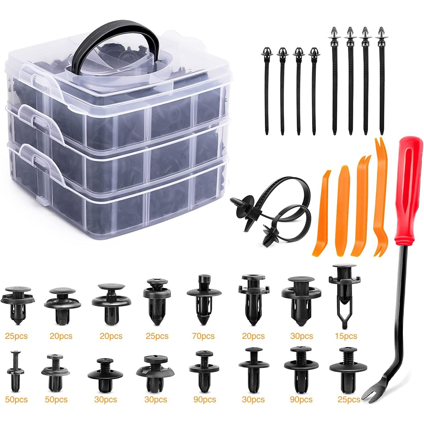 Set de clipsuri universale, MOSMAOO®, 635pcs, Cu 15pcs cleme si scule ...