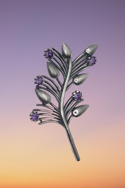 Brosa din argint 925 TSR, cu pietre naturale, zirconiu model 1TYS - eMAG.ro