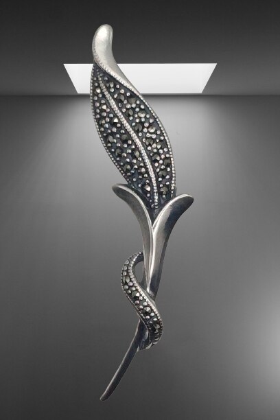 Brosa din argint 925 TSR, cu pietre naturale, marcasite model 2PKS ...