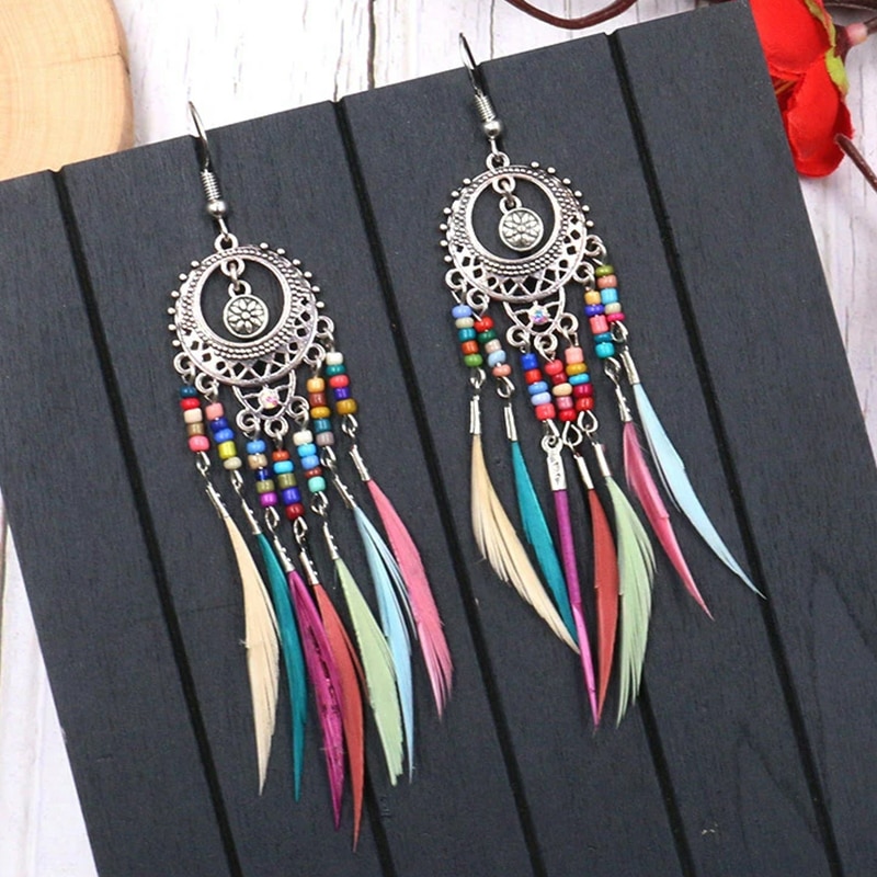 Cercei dama, model fashion traditional indian, tematica dream catcher ...