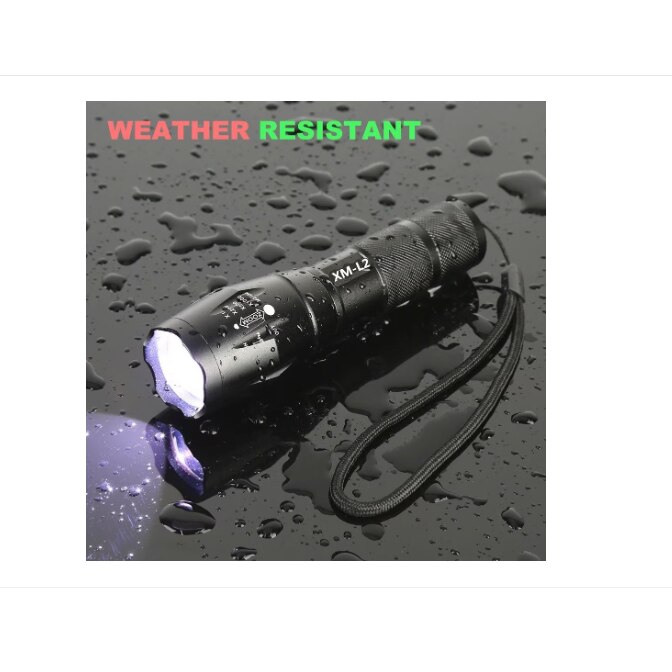 Lanterna tactica cu LED, model XML-T6 cu functie telescopica de ZOOM si becuri CREE, neagra ...