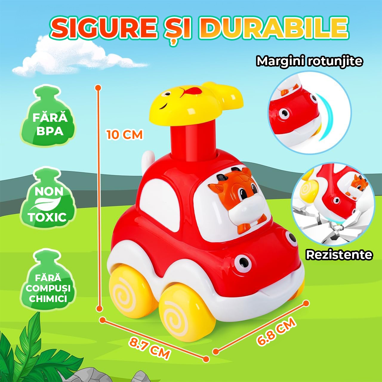 Set 4 Masinute de jucarie cu frictiune, robuste, usoare si durabile ...