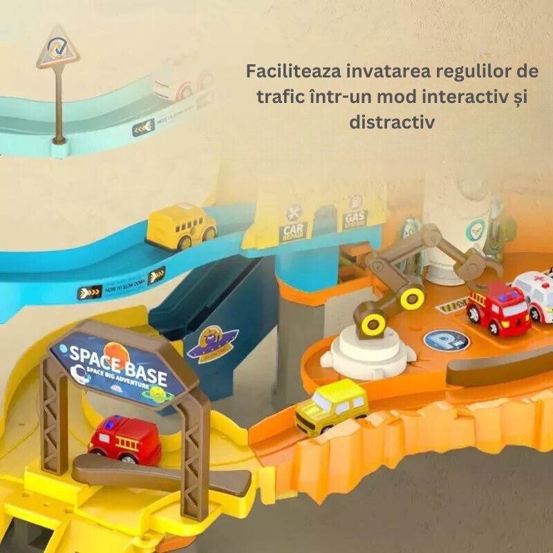 Circuit cu Parcare "Statia Spatiala Marte", OZN cu Lumini si Sunete, 4 ...