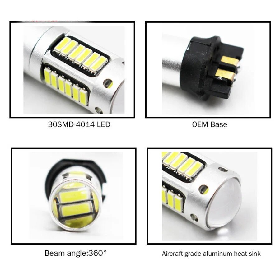 Bec LED Auto, PW24W, 30 SMD, 4014, 12-24V, CANBUS, 600lm, Lumina Alba ...