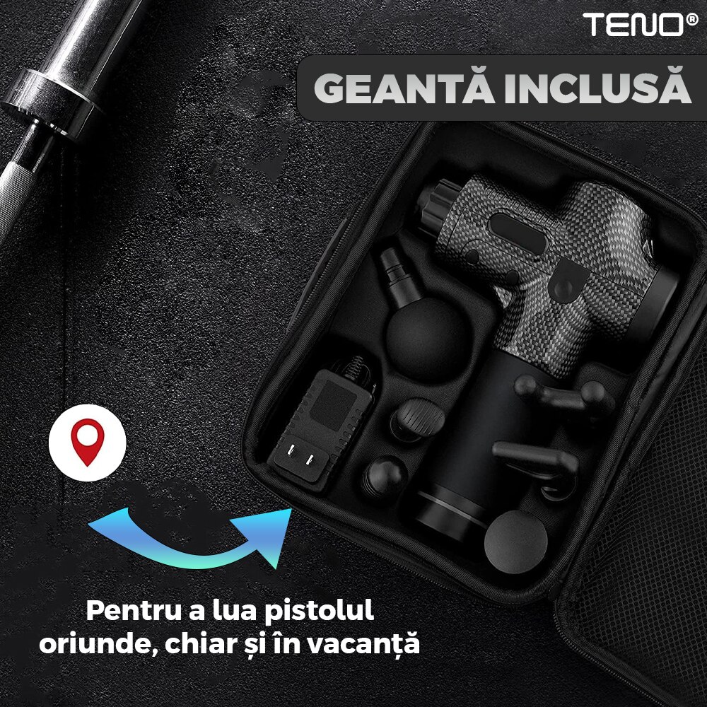 Aparat Profesional pentru Masaj tip Pistol Teno®, 30 viteze, motor ...