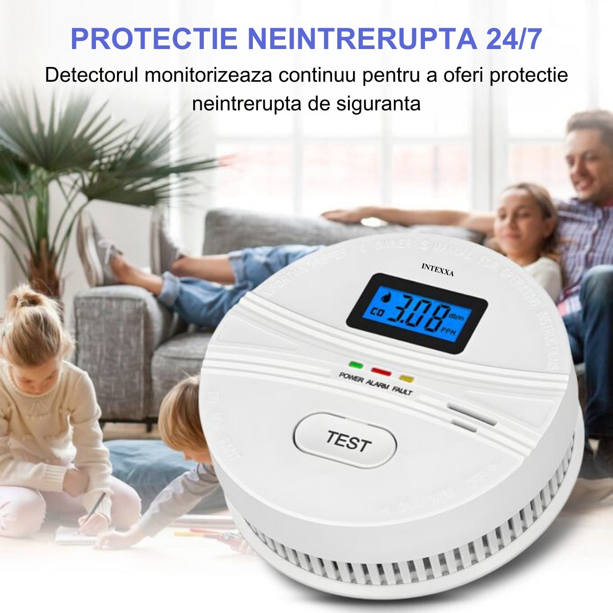Detector 2 in 1 Monoxid de carbon si Fum INTEXXA®, Senzor dual ...