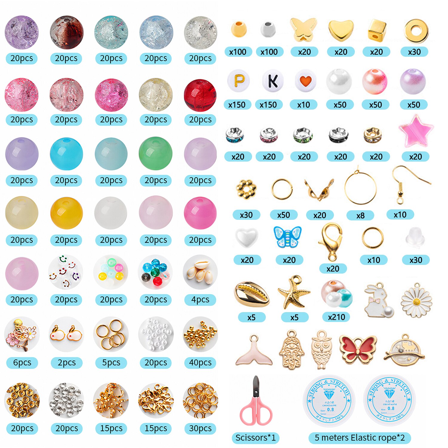 Set complet de margele bijuterii DIY cu accesorii pentru confectionat ...