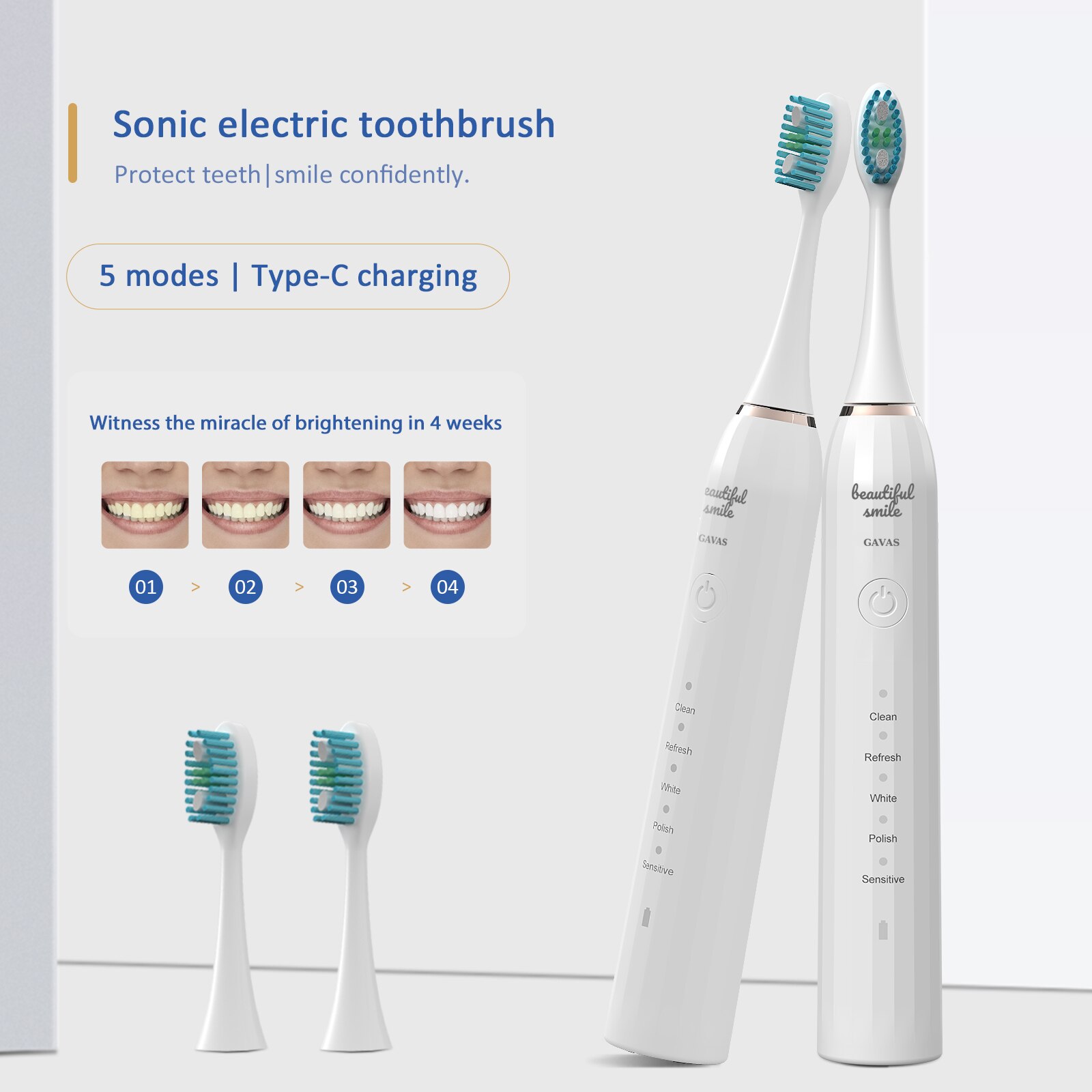 Periuta de dinti electrica SONICA, 43, 000 Pulsatii/min, Smart Timer, 5 ...