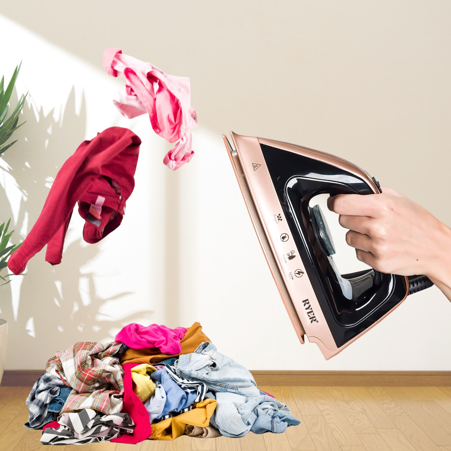 Станция за гладене RYER, 2250 W, 1.2 l, Розова - eMAG.bg