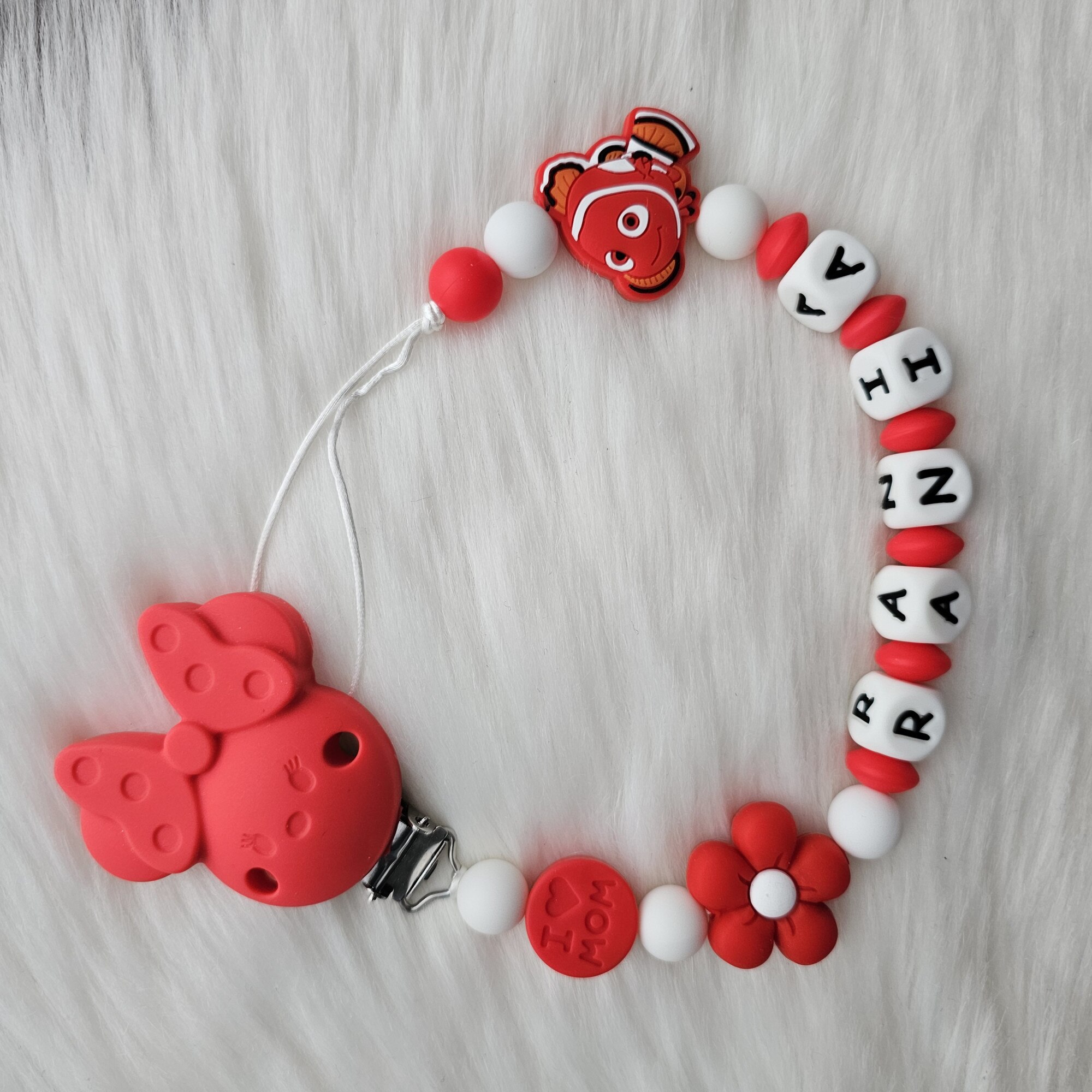 Lantisor pentru suzeta din silicon alimentar, Minnie Nemo - eMAG.ro