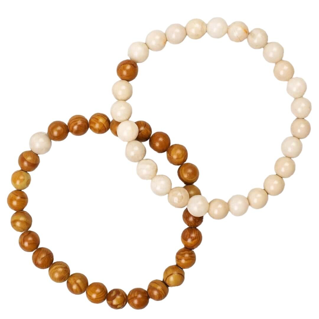 Set 2 bratari de dama Unity Bead, Myga, Lemn, Maro/Crem - eMAG.ro
