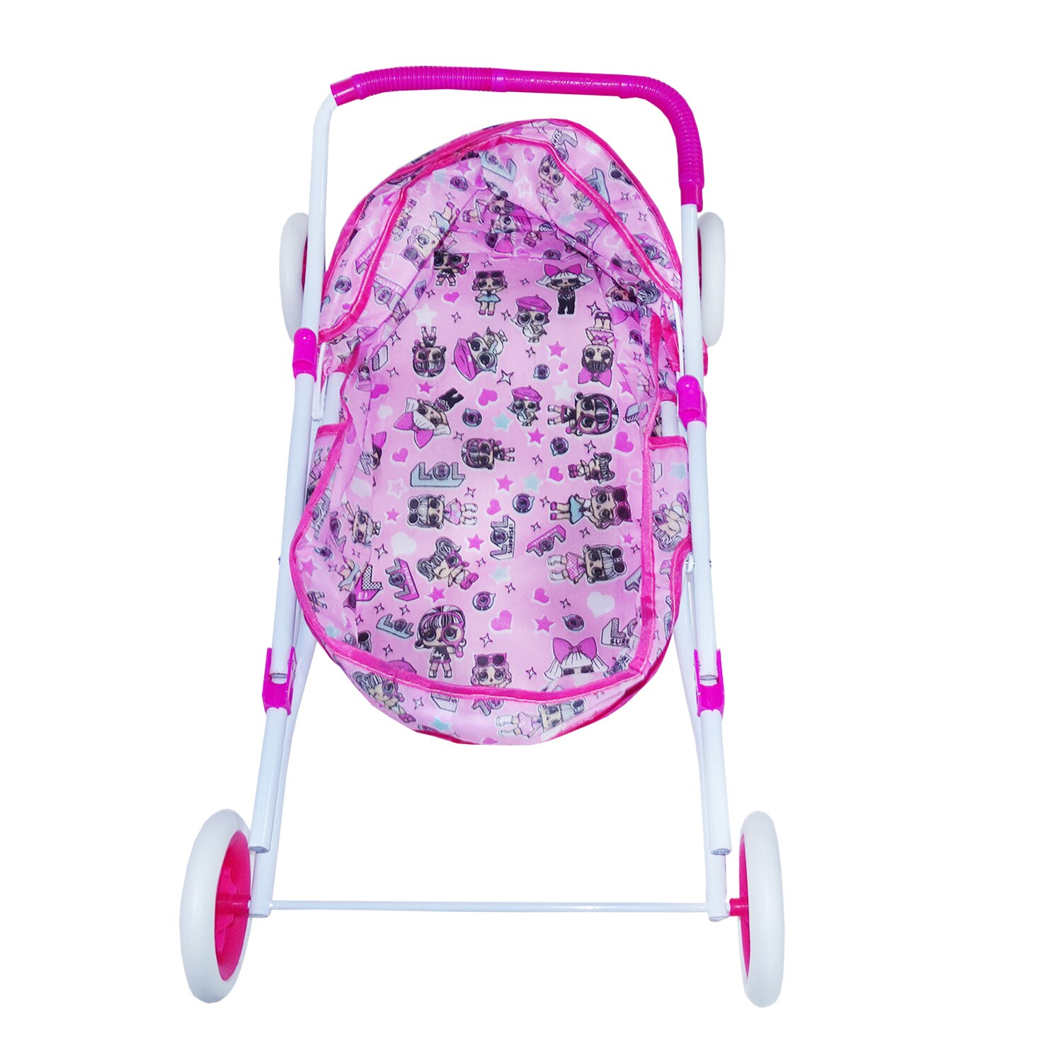Carucior pentru papusi Roz, cu print Papusele, SALAMANDRA KIDS® - eMAG.ro