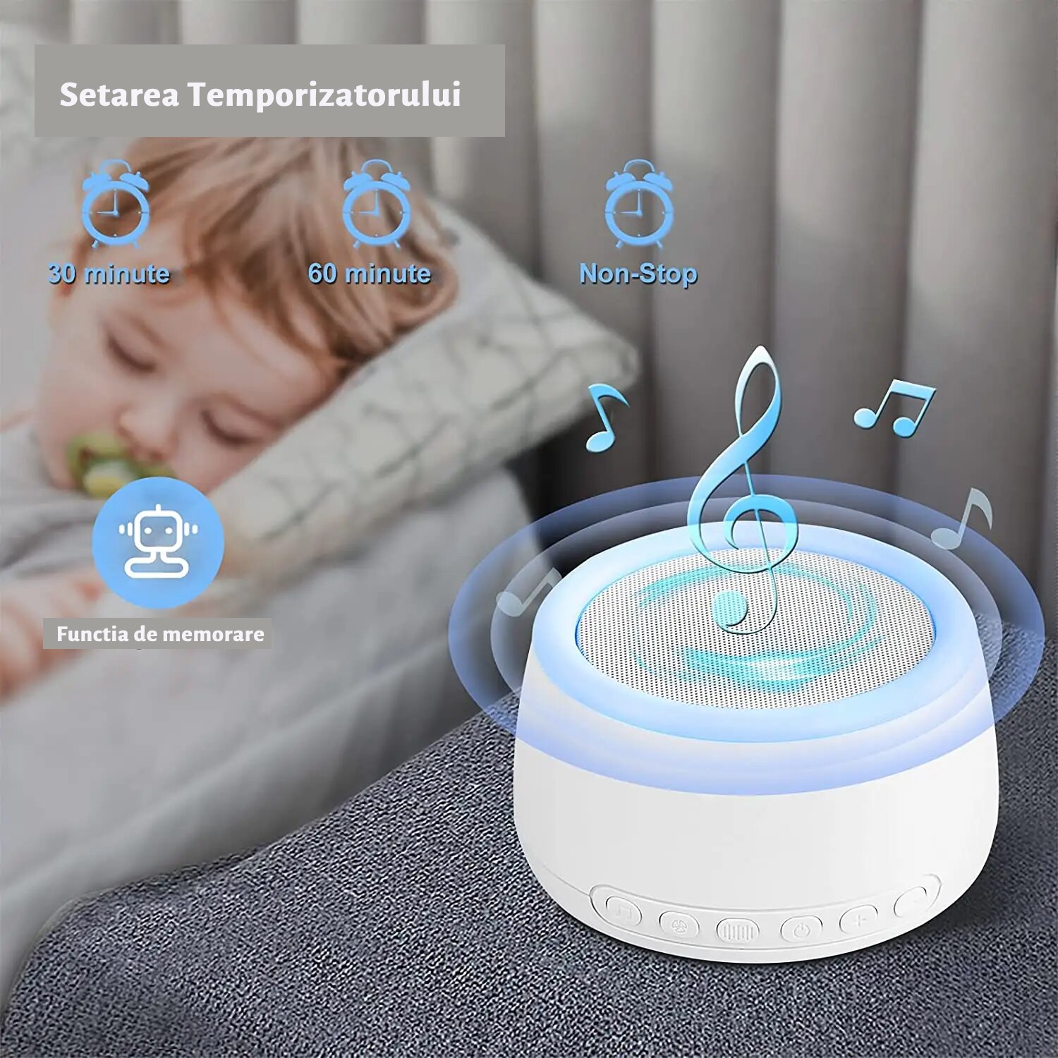 Difuzor sunete albe, boxa, 32 sunete HQ, Functie Bluetooth, pentru ...