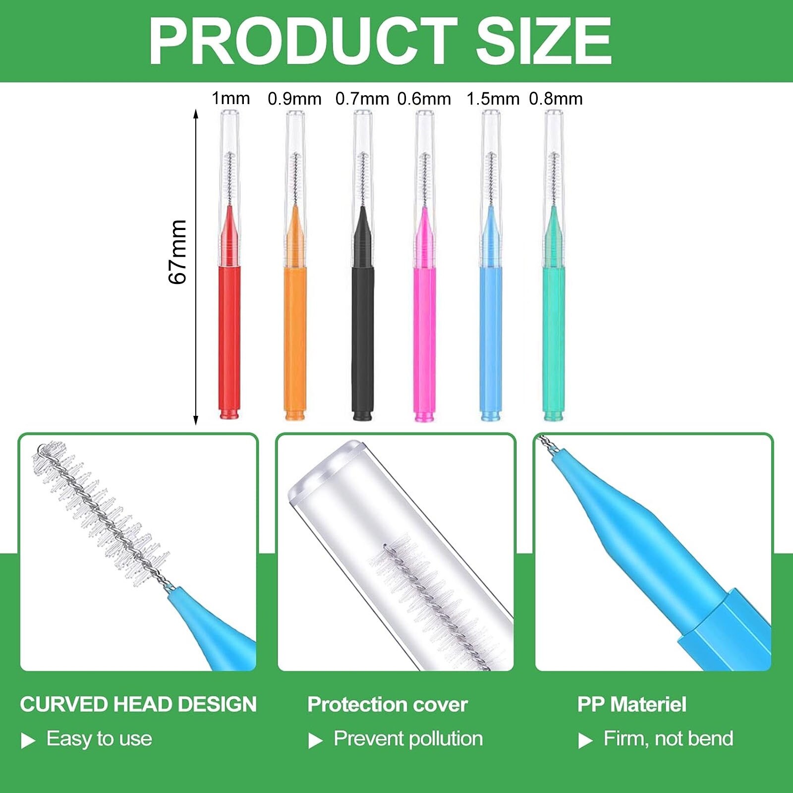 Set 60 periute interdentare, Axroad Mall, 0.6mm, 0.7mm, 0.8mm, 0.9m, 1 ...