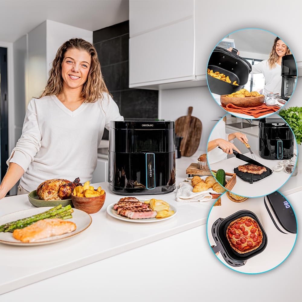 Friteuza aer cald 6 litri, rezistenta dubla, Cecotec DuoHeat 6000 ...