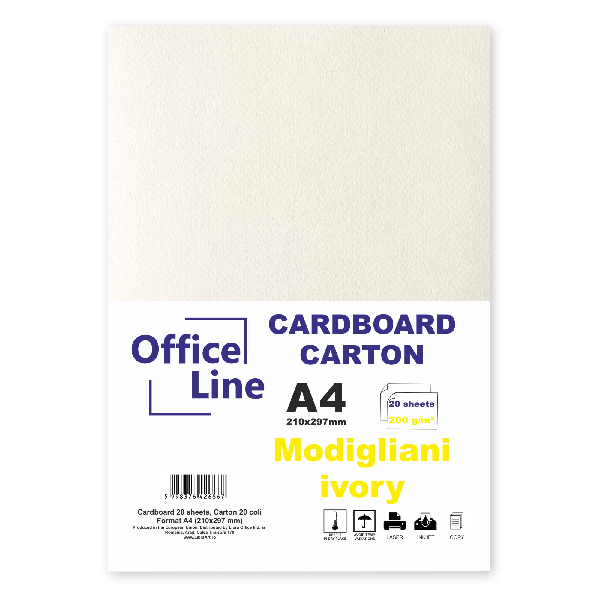 Carton A4 texturat, 200gr Modigliani ivory top 20 coli - eMAG.ro