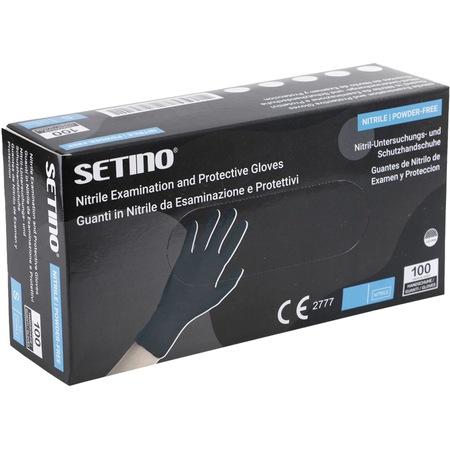 Set 100 Manusi de examinare, Setino, Nitril, Negru, M - eMAG.ro
