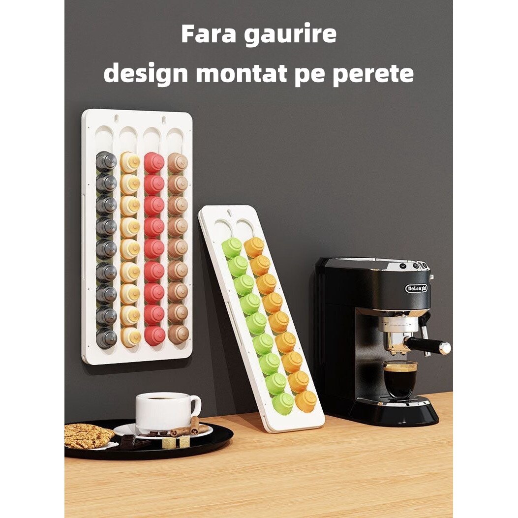 Suport capsule cafea, 40x11cm, Compatibil cu Nespresso, Alb - eMAG.ro