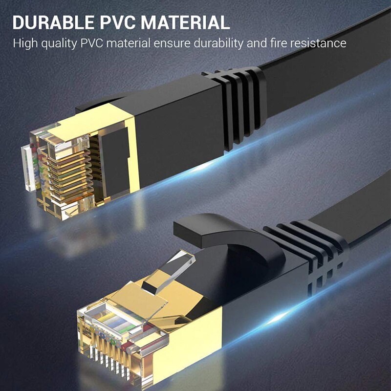Cablu Ethernet, JESWO, Cat 7, RJ45, 10m, Negru - eMAG.ro