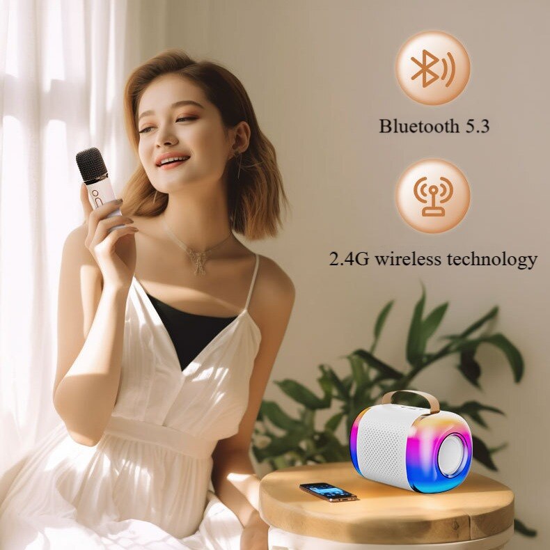 Set boxa portabila/2 microfoane, Bluetooth, Alb - eMAG.ro