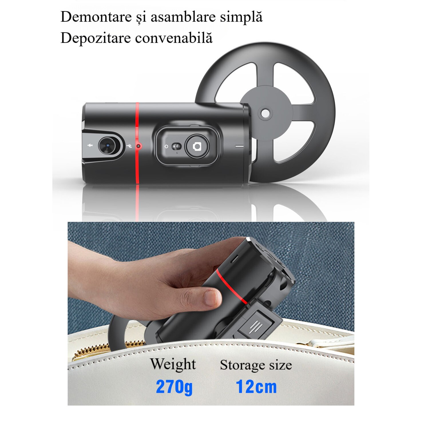 Stabilizator imagine, 1200mAh, Universal, Negru - eMAG.ro