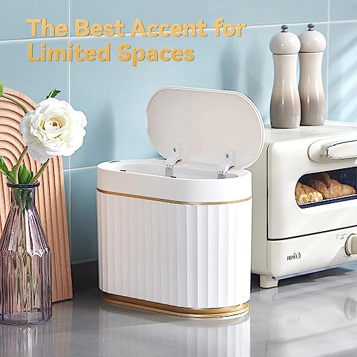 Mini cos de gunoi cu capac, ABS, Alb - eMAG.ro