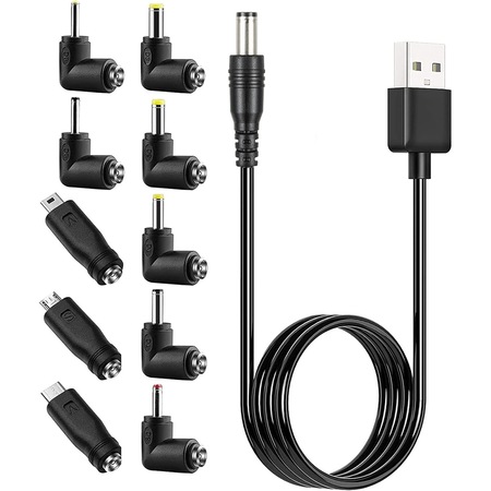 Set cablu de incarcare si 10 mufe, JESWO, 5 V, 1 m, Negru - eMAG.ro