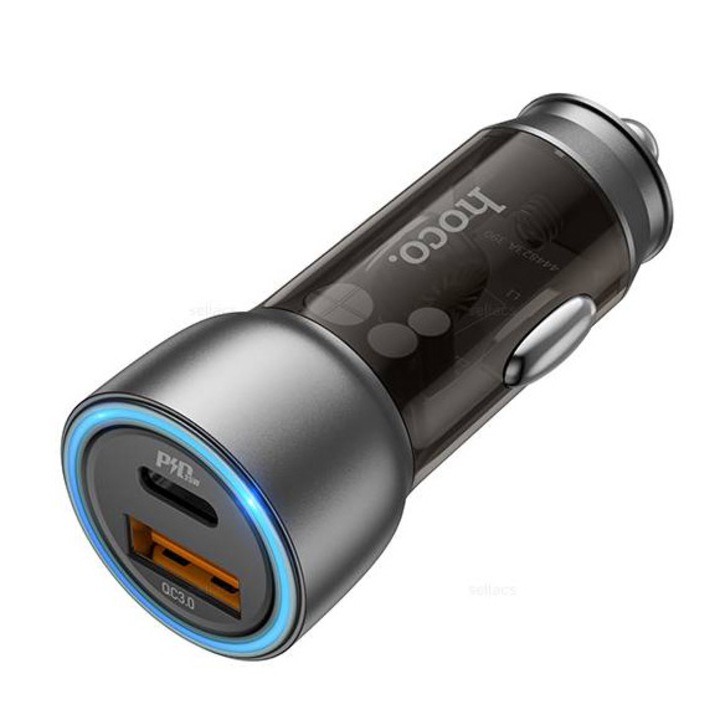 Incarcator Auto Duo Charge Hoco NZ8, QC 3.0, USB si type-C, Negru - eMAG.ro