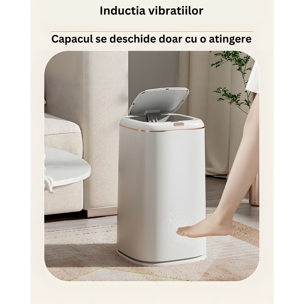 Cos de gunoi automat de 40 l cu capac, Inteligent, Cu senzor de miscare ...