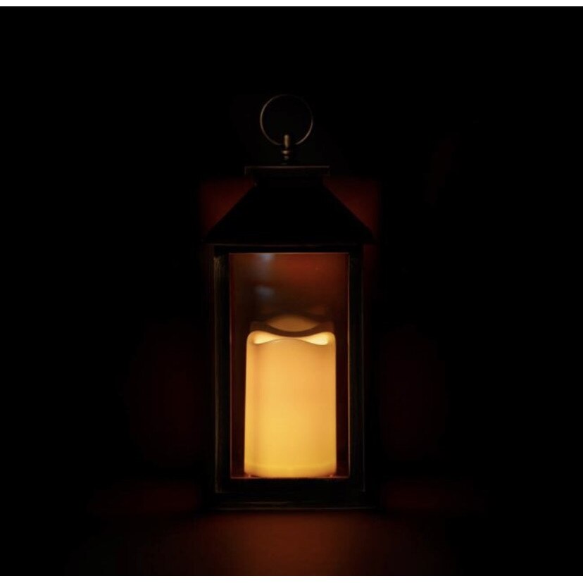 Felinar decorativ bronz auriu cu lumanare si led cu lumina calda ...