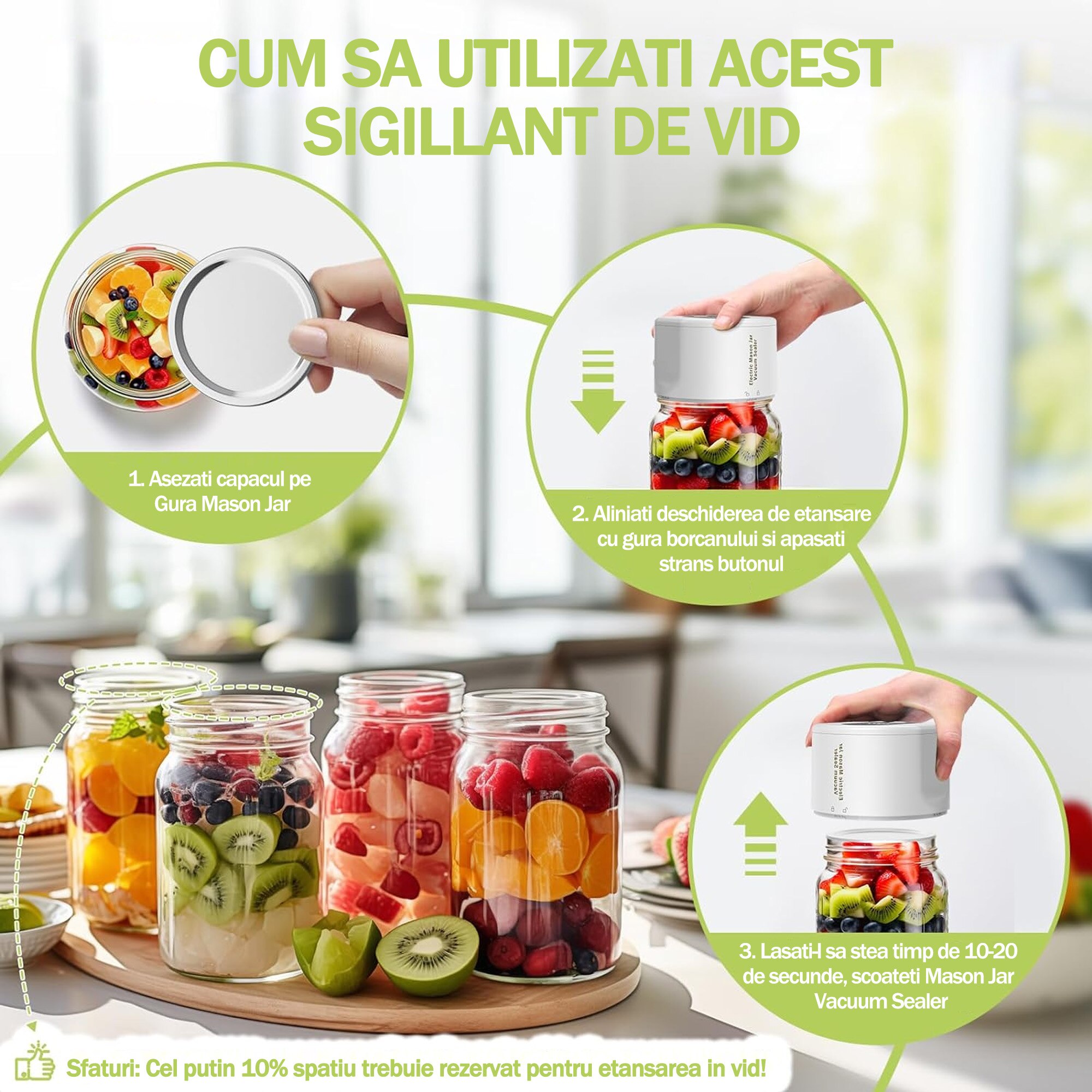 Kit de etansare in vid pentru borcane electrice, Atedir, ABS, Alb - eMAG.ro