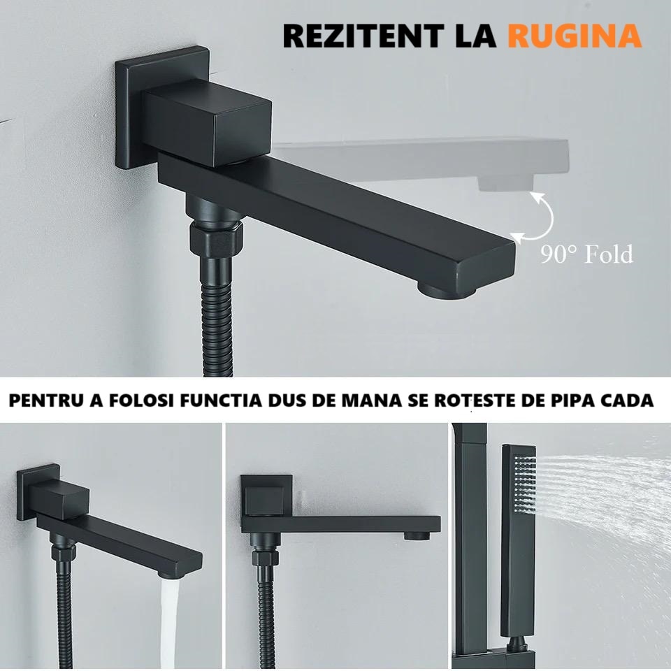 Set dus incastrat, cu 3 functii de curgere si para dus 40×40 cm ...