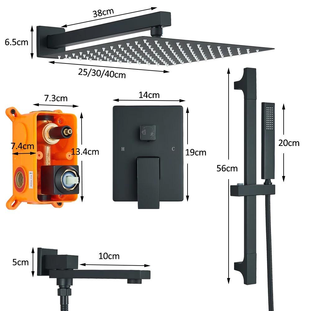 Set dus incastrat, cu 3 functii de curgere si para dus 40×40 cm ...