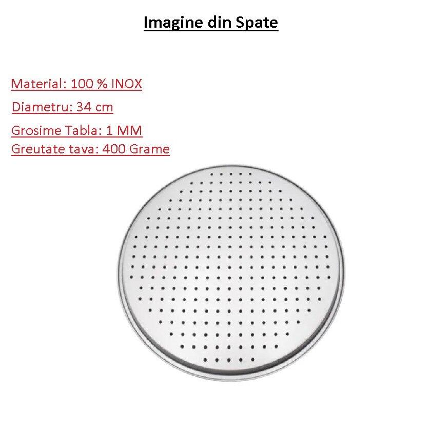 Tava Pentru Pizza, Perforata, 100 % Inox, Grosime 1 mm, Diametru 34 cm ...