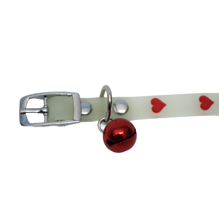 Zgarda pentru animale de casa, ajustabila, cu clopotel, fosforescenta ...