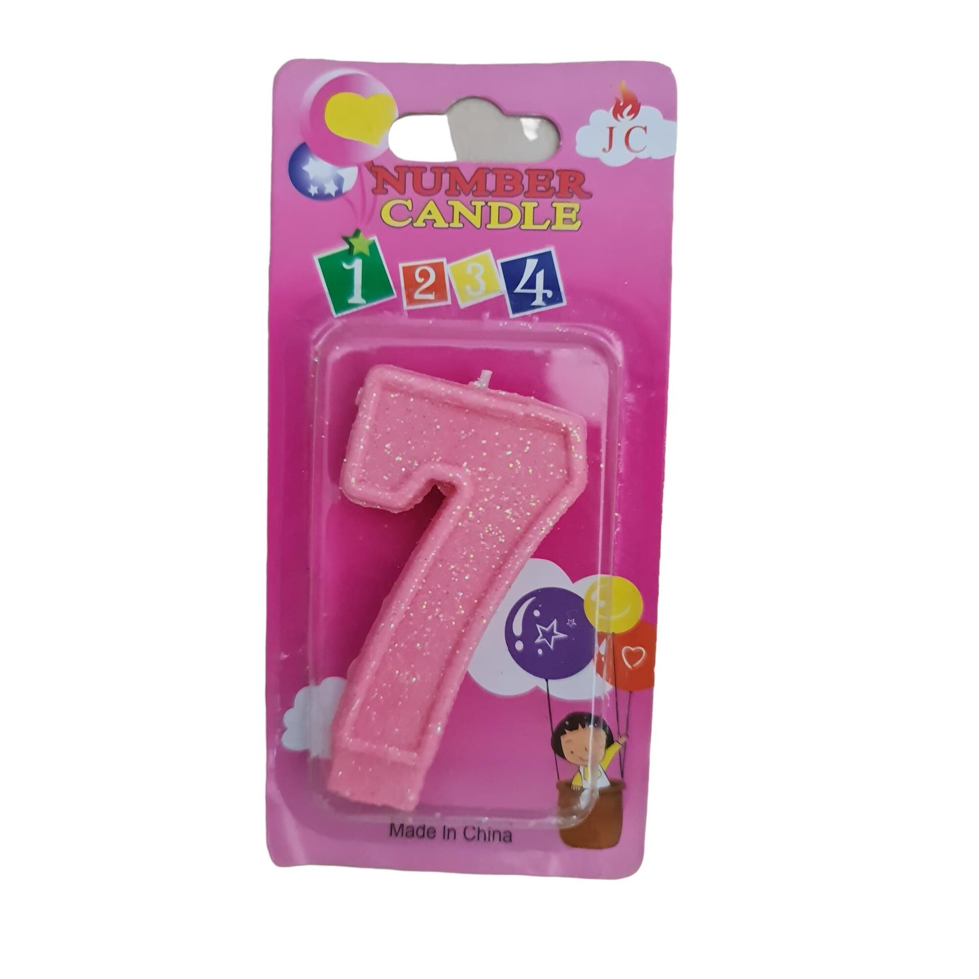 Lumanare tort roz cu sclipici, cifra 7 - eMAG.ro