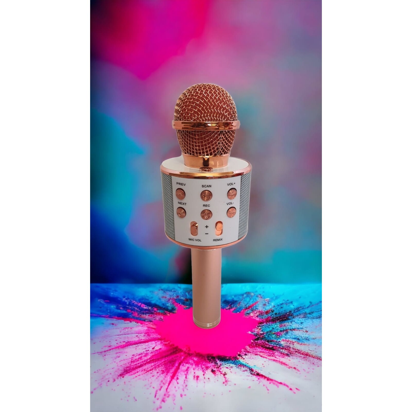 Microfon karaoke roz cu bluetooth si boxa incorporata - eMAG.ro