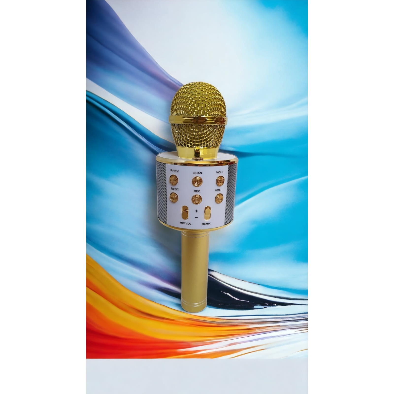 Microfon karaoke auriu cu bluetooth si boxa - eMAG.ro
