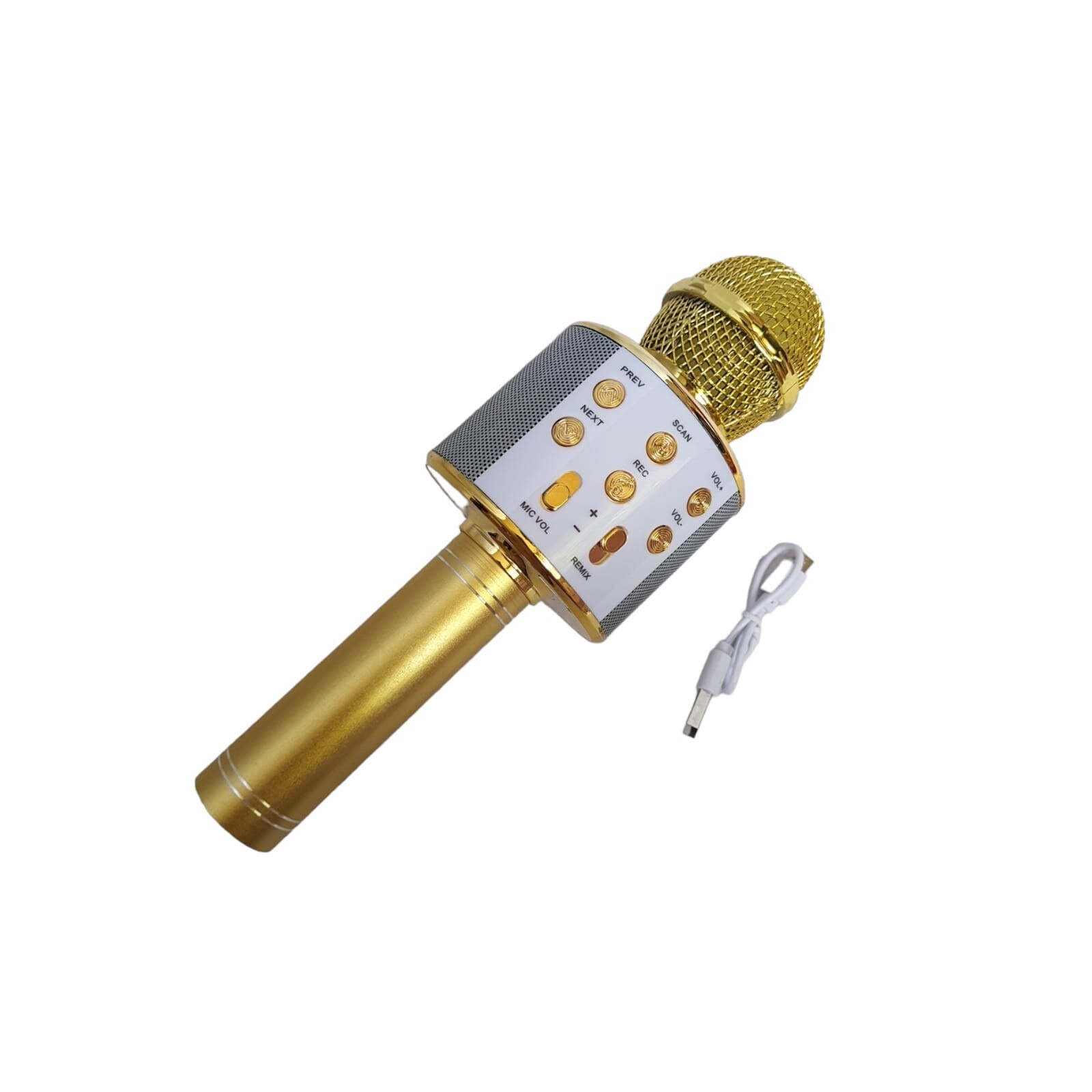 Microfon karaoke auriu cu bluetooth si boxa - eMAG.ro