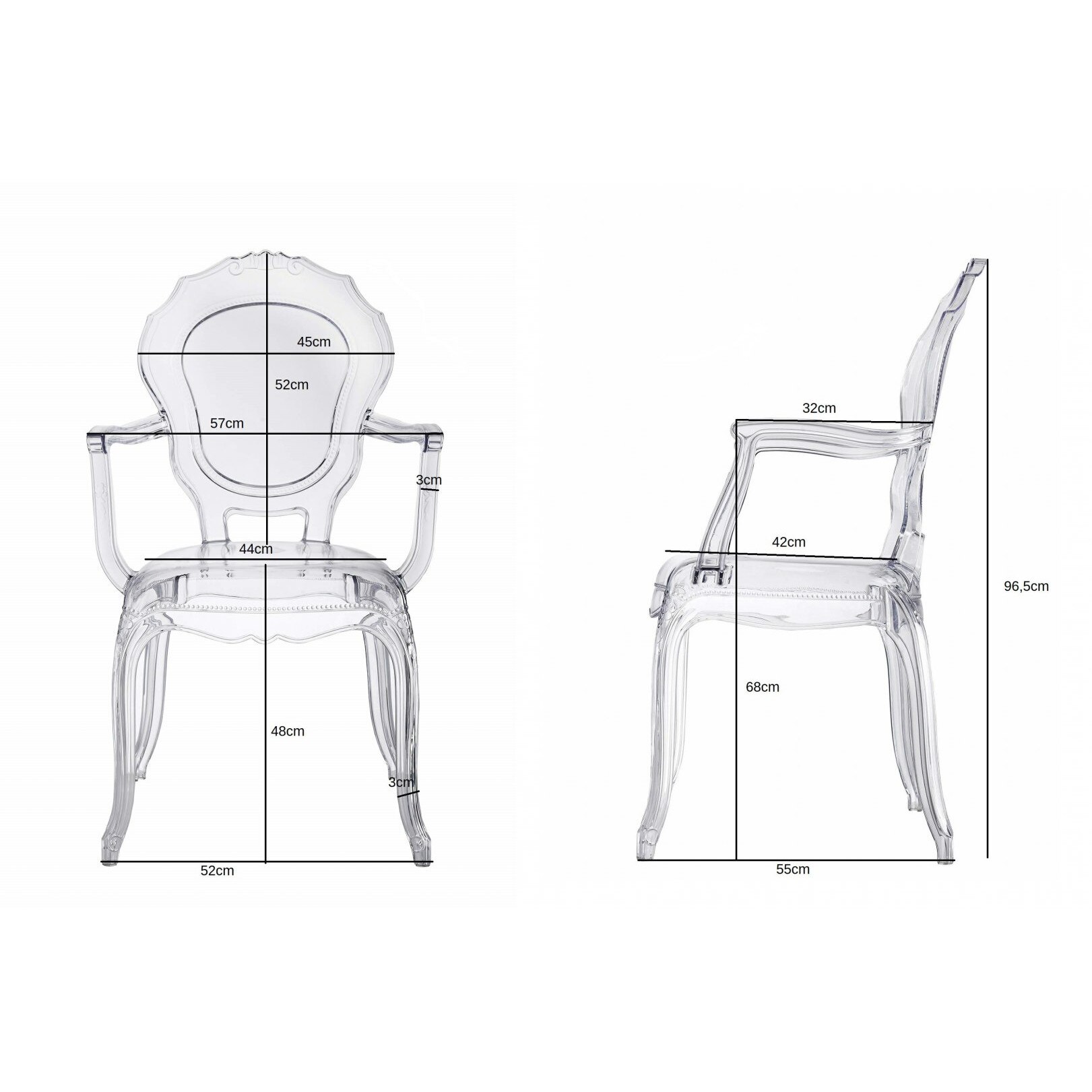 Scaun pentru living, ArtPro, Queen, Plastic, Transparent - eMAG.ro